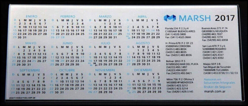 Calendario de Escritorio Año 2017 de Marsh S. A. | FundaMAS
